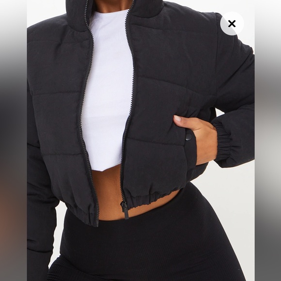 Jackets & Coats | Adorable Cropped Puffer Jacket Black Brand New With ...